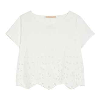 Pennyblack Femme, Blouses et Chemises, Blanc, Taille: 34 FR T-shirt en Taffetas Brod&eacute;