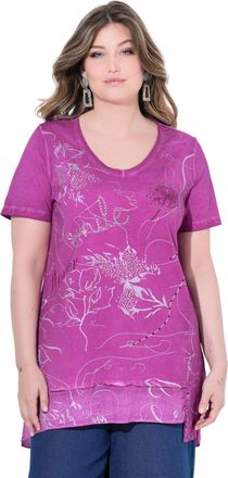 Miamoda Damen gro&szlig;e Gr&ouml;&szlig;en &Uuml;bergr&ouml;&szlig;en Plus Size T-Shirt, floraler Druck, Saum hinten l&auml;nger Beere 52 841754822-52