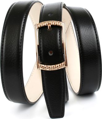 Anthoni Crown Damen Ledergürtel mit Doppelstegschnalle 4JST1025 Gürtel, schwarz, 100