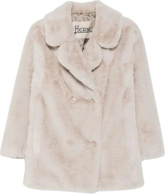 Herno Manteau crois&eacute; en fausse fourrure - Femme - Manteaux - Beige - Taille: 42 FR
