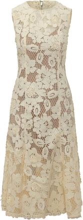 Self Portrait Femme, Robes, Jaune, Taille: 34 FR Robe Midi en Dentelle Crochet&eacute;e