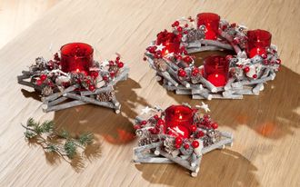 Gilde Glas- Windlicht Windlichthalter Kerzenhalter mit nostalgischem Rattankranz