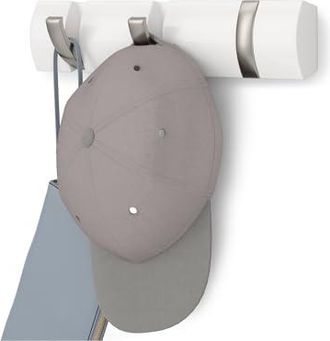 Umbra Flip 3 Garderobenhaken - Moderne, Schlichte und Platzsparende Garderobenleiste mit 5 Beweglichen Haken für Jacken, Mäntel, Schals, Handtaschen und Meh