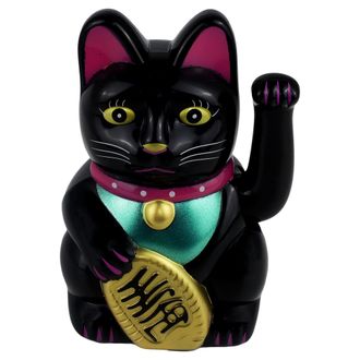 Freak Scene Glückskatze Maneki-Neko klassisch schwarz Solar 10,5cm Winkekatze Lucky cat