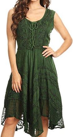 Sakkas 123 Sundara - Robe ray&eacute;e mi-Longue &agrave; Rayures - Vert - 1X / 2X