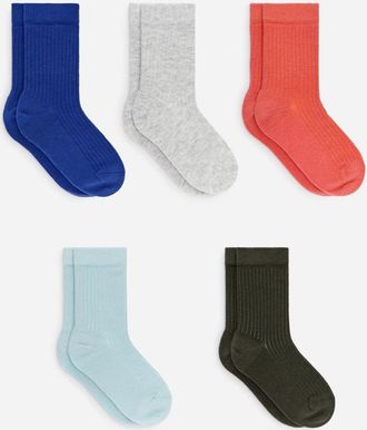 Arket Rippstricksocken 5er-Pack -Blau