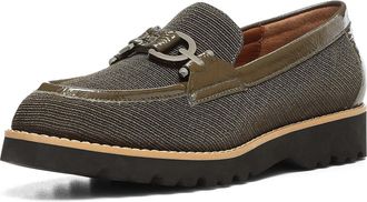 Donald J Pliner Clio, Designer, Klassische, Damen, Damenschuhe, Elegante Loafer, Militärgrün - Stretchgewebe, 36 EU