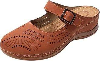 Generic Sandales pour femme - Européenne rétro grande taille creuses légères semelle souple chaussures décontractées pour femmes, Marron D., 36.5 EU