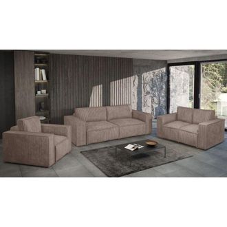 Fun Möbel Sofaset Designersofa vajana 3-2-1 Stoff Tilia Beige