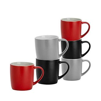 Argon Tableware Lot de 6 Tasses &agrave; caf&eacute; color&eacute;es - Lancashire - 350 ML - Lot de 6 - Tasses &agrave; th&eacute; en gr&egrave;s c&eacute;ramique Mat, Tasses &agrave; Latte, Cappuccino, Ensemble de Tasses 