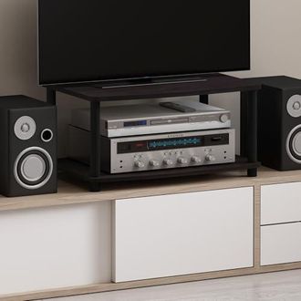 Furinno Turn-N-Tube 2-stöckiges multifunktionales Druckerregal mit Ablagefläche, Dunkle Walnuss