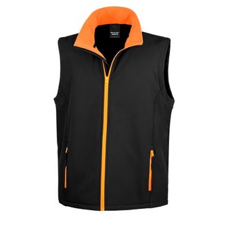 Result Ergebnis R232M Softshell, bedruckbar, Bodywarmer, Unisex, R232M, schwarz / orange, XXXL