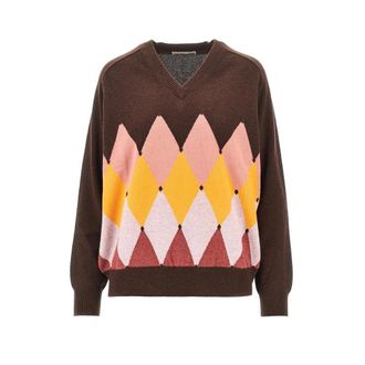 Ballantyne Diamond V-Ausschnitt Pullover - - Knitwear - Herren - Braun - XS