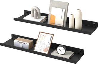 Songmics Wandregale aus Metall, 2er Set, Schweberegale, Industrie-Design, Wandboards, f&uuml;r Dekos, f&uuml;r Schlafzimmer, K&uuml;che, Badezimmer, Wohnzimmer, unterschiedli
