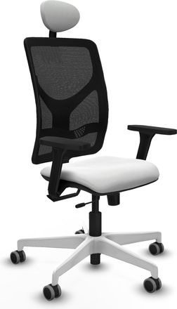 Piqueras y Crespo Schreibtischstuhl mit Rollen, wei&szlig;, mit 3D-Armlehnen, h&ouml;henverstellbare Lendenwirbelst&uuml;tze und festes Kopfteil, ausgestattet mit Syncro/Traslack und S