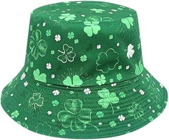 Generic Chapeau cloche r&eacute;versible pour la Saint-Patrick pour homme et femme - Double face - Motif tr&egrave;fle irlandais - Accessoires de costume, B - Vert menthe, 