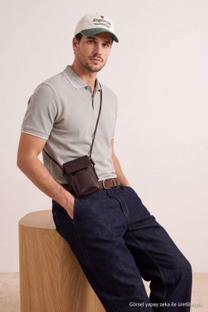 Trendyol MAN Herren Gr&uuml;n Strukturiert Kurz Regular Fit Poloshirts