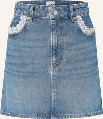 Ganni Jeansrock Mit Spitze blau