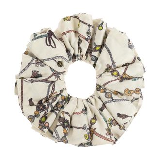 Versace Femme, Accessoires, Beige, Taille: ONE Size Chouchou en twill de soie imprim&eacute;