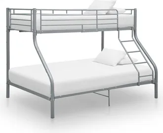 vidaXL Vidaxl - Cadre de lit superpos&eacute; Gris M&eacute;tal 140x200 cm/90x200 cm