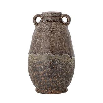 Bloomingville Creative Collection Reina Vase in Braun aus Steingut, handbemalt mit kleinen Griffen, wasserfest, Durchmesser: 9,5 cm, H&ouml;he: 16 cm, 82060459