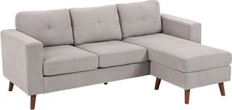 HOMCOM Canap&eacute; dangle - HOMCOM - 3 places - m&eacute;ridienne r&eacute;versible - cadre en acier - tissu en velours c&ocirc;tel&eacute; - 192x137x84cm - gris clair