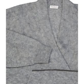 Brunello Cucinelli Mohair-Blend V-Neck Sweater - Gray