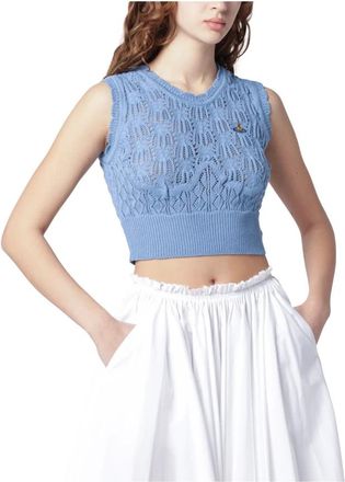 Vivienne Westwood Femme, Pulls, Bleu, Taille: 42 FR Tricot ras du cou