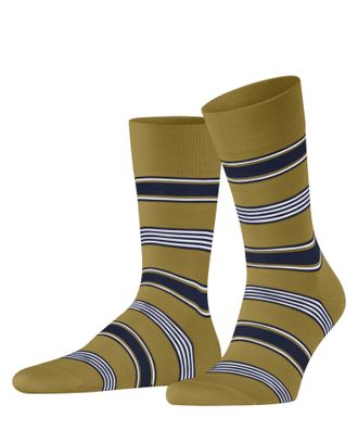 Falke Herren Socken Marina Stripe M So Baumwolle gemustert 1 Paar, Gelb Brass 1216, 41-42