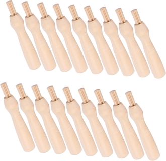 Lurrose 18 Stück Nadel -Feltze -Griffersatz Ergonomischer hölzerner Filzgriff Ergonomischer Felting DIY -Griff Nadel -Filzwerkzeuggriff Khaki