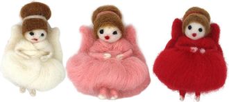 Angoily 3stücke Filz Engelsmädchen Puppe Anhänger Aus Wollfilz Handgefertigte Nadelfilzpuppe Gefilzte Mädchenfigur DIY Wollfigur Filzornamentpuppe DIY Filzfig