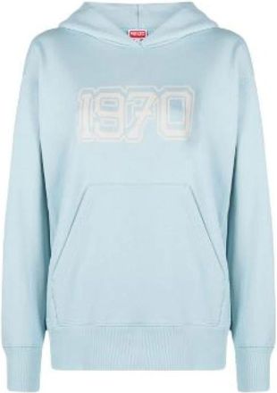 Kenzo Femme, Sweatshirts et sweats &agrave; capuche, Bleu, Taille: 36 FR Logo Printed Oversized Sweat &agrave; capuche
