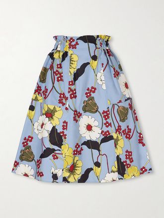 Marni Midirock Aus Baumwollpopeline Mit Blumenprint - Blau