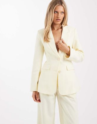 4th & Reckless Eleganter Blazer in Gelb mit geraffter Taille und Fronttasche, Kombiteil