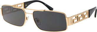 Versace 0VE2257 Gold Metal Rectangular Sunglasses - Gold