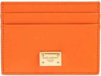 Dolce & Gabbana Femme, Accessoires, Orange, Taille: ONE Size Porte-cartes en cuir de veau