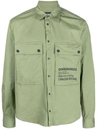 Dsquared2 chemise en coton &agrave; d&eacute;tail de logo - Vert