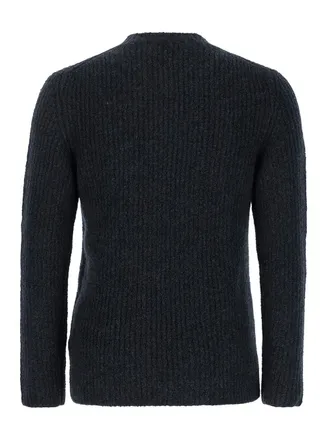 Autry Mens Grey Crewneck Sweater With Logo Patch Virgin Wool Tops Top