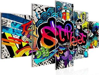 Runa Art Graffiti Tableau Murale Impression sur Toile Intissee 5 Parties Art Urbain Color&eacute; Chambre Salle 004553b