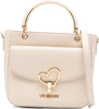 Love Moschino Hobo Bags - Structured Shoulder Bag In Smooth Faux Leather Wit - Gr. unisize - in Beige - f&uuml;r Damen