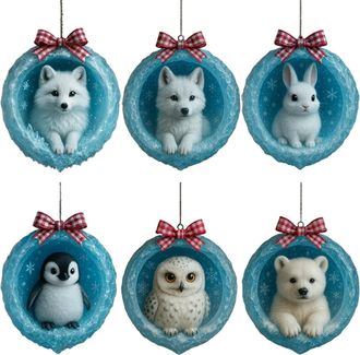 Generic Weihnachtsbaumdekoration, flacher Anh&auml;nger, doppelseitiger Druck, transparentes Acryl, Weihnachten, Tiere, handgefertigt, f&uuml;r Familie, Freunde, Ferien