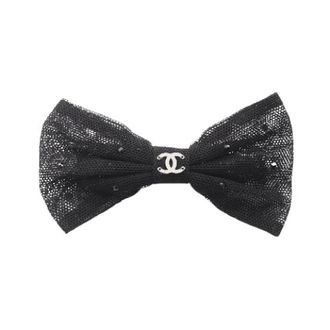 Chanel Pre-owned Coco Mark Ribbon Barrette - Femme - Pre-owned - Noir - Taille: ONE Size