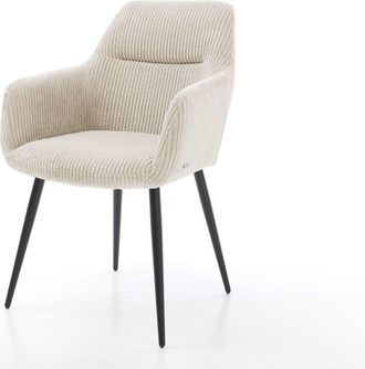 DELIFE Esszimmerstuhl Pejo-Flex Cord Beige 4-Fu&szlig; konisch Schwarz Taschenfederkern, Esszimmerst&uuml;hle