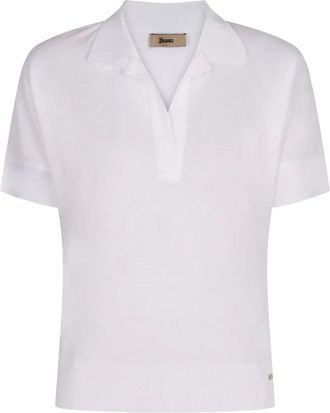 Herno Femme, Tops, Blanc, Taille: 40 FR Polo avec D&eacute;tail Logo