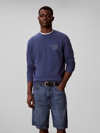 Calvin Klein Sweatshirt Rundhalsausschnitt, Brustdruck, reine Baumwolle