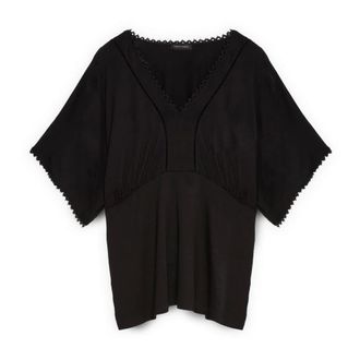 Fiorella Rubino T-shirt en viscose avec d&eacute;tails en dentelle - Femme - Blouses et Chemises - Noir - Taille: 42 FR