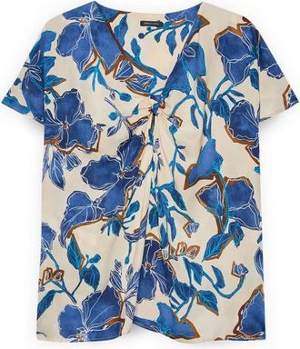 Fiorella Rubino Femme, Blouses et Chemises, Bleu, Taille: 50 FR Blouse &agrave; Imprim&eacute; Floral
