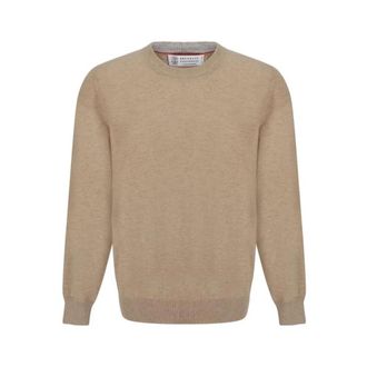 Brunello Cucinelli Luxuri&ouml;ser Kaschmir-Rundhalspullover - - Knitwear - Herren - Beige - L