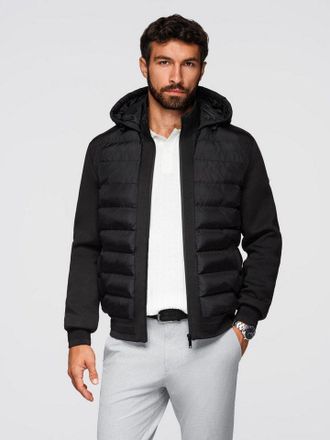 Ombre Steppjacke Gestepptes Bomberjacke mit Kapuze und Strick&auml;rmeln