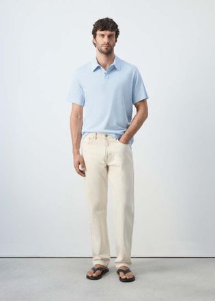 Mango Polo uni 100 % coton bleu ciel - Homme - XXL - MANGO MAN